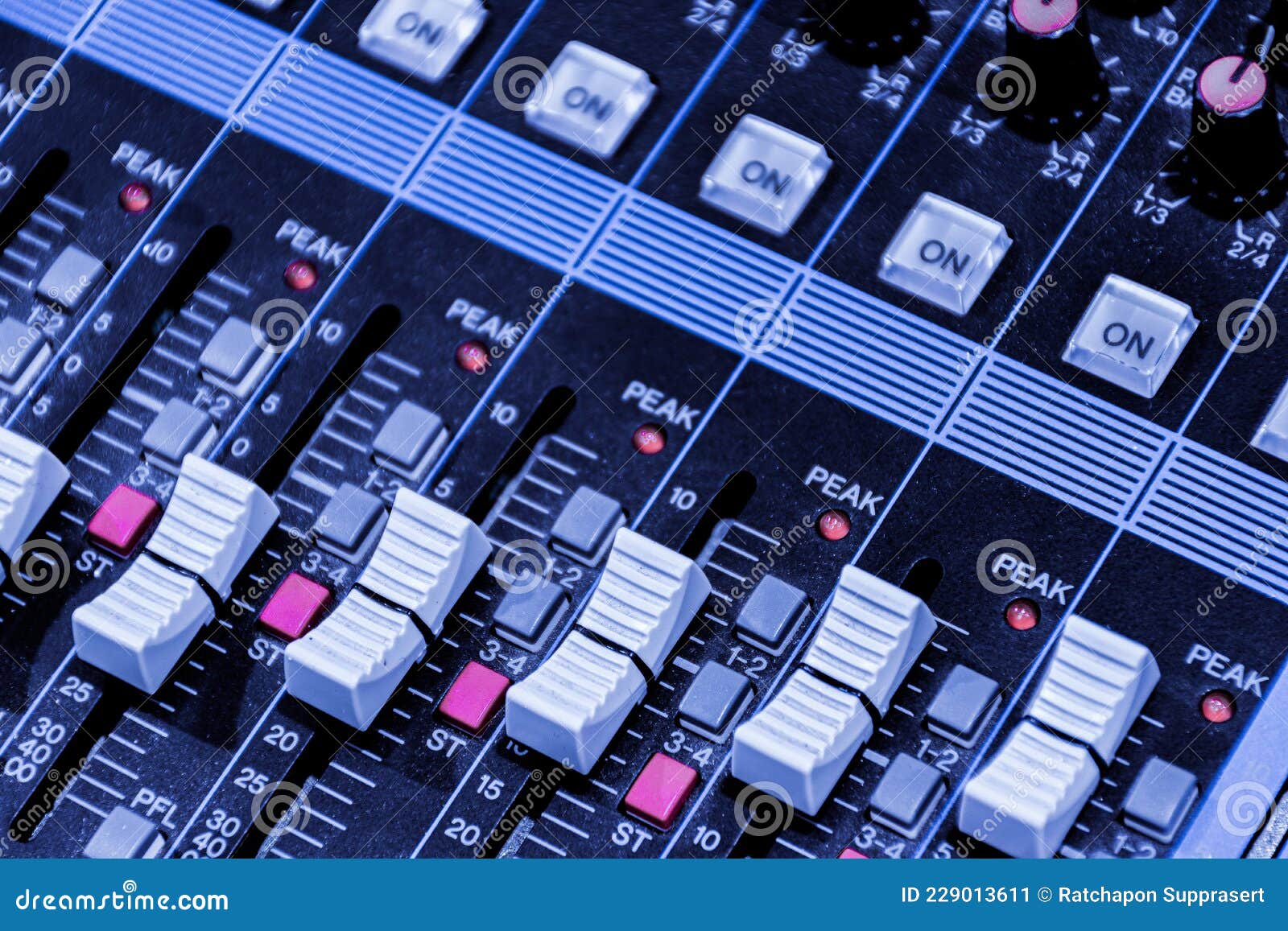 Close Up Scroll Bar Button Control Sound Board Mixer Stock Image ...