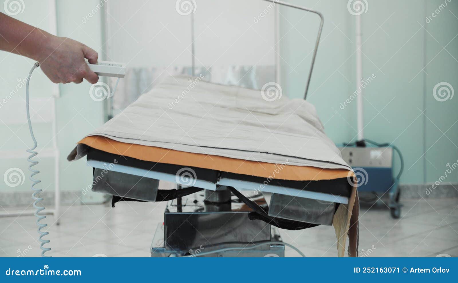 Nurse Pressing Buttons on Remote Control, Surgical Operating Table ...
