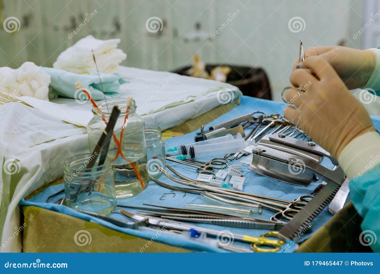 Close-up of Scrub Nurse Taking Medical Instruments Stock Image - Image ...