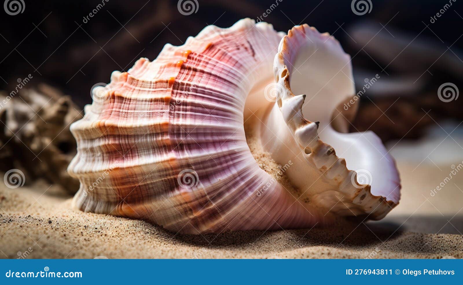A Close Up of a Sea Shell on a Beach with Sand Stock Illustration ...
