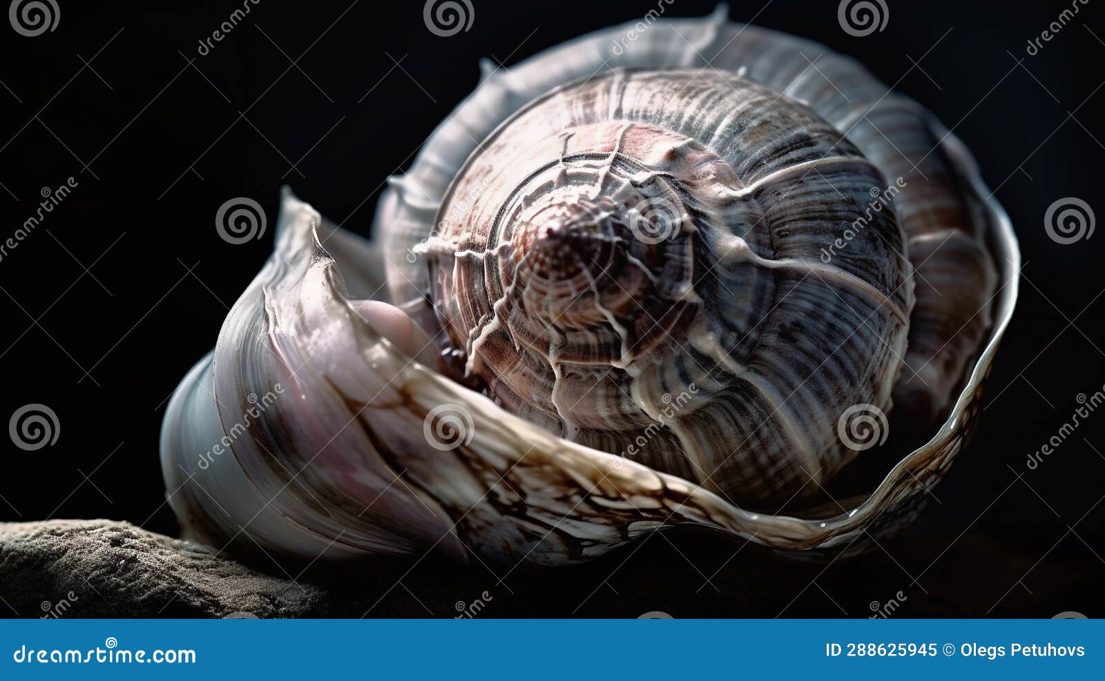 A Close Up of a Sea Shell on a Black Background Stock Image - Image of ...