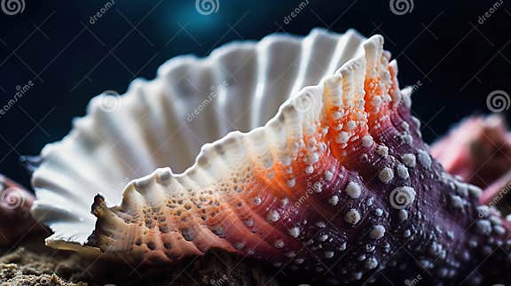 A Close Up of a Sea Shell on a Rock Surface Stock Illustration ...