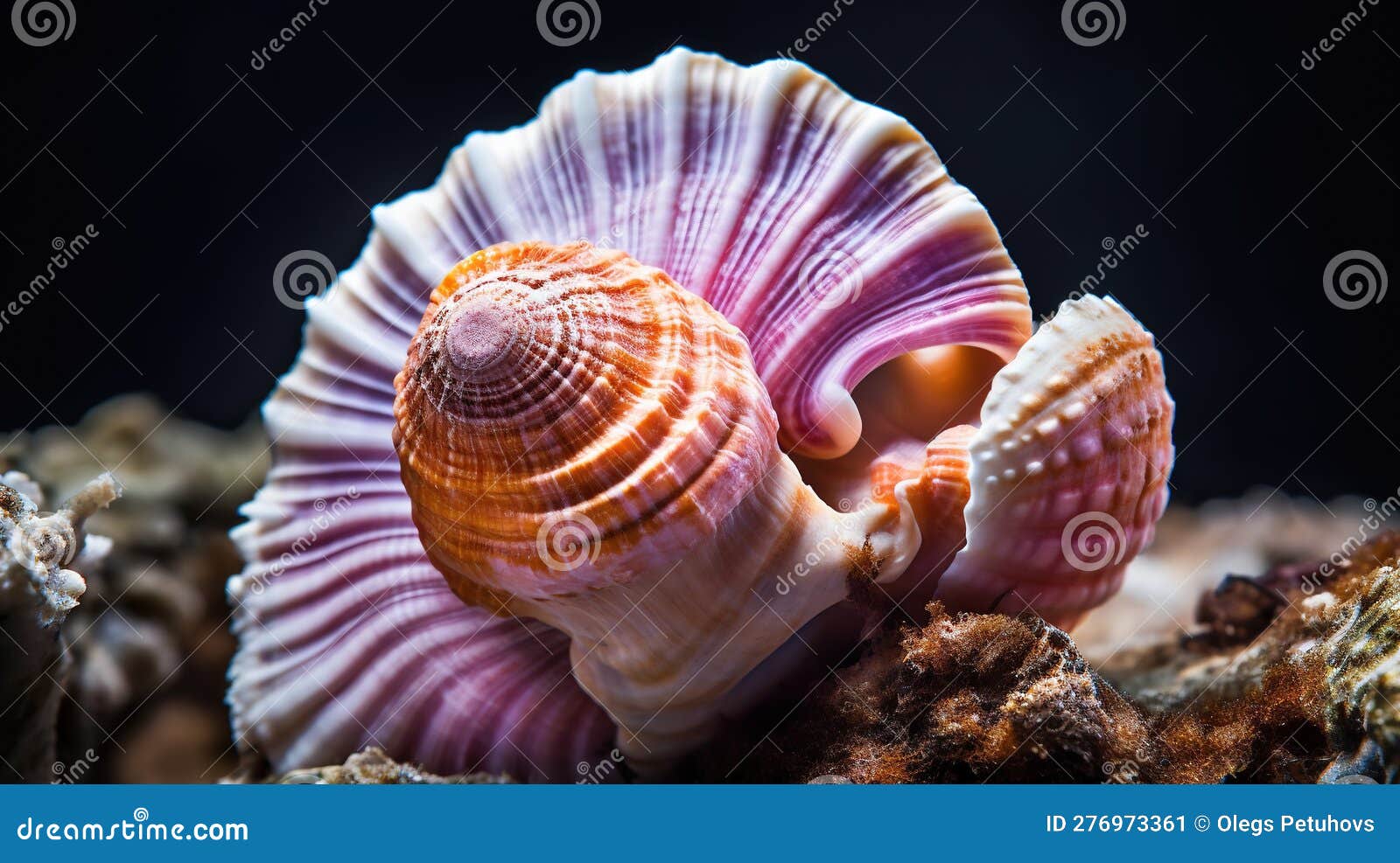 A Close Up of a Sea Shell on a Rocky Surface Stock Illustration ...