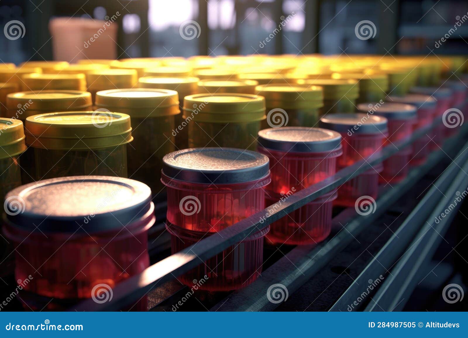 Close-up of Sealed Containers on Assembly Line Stock Image - Image of ...