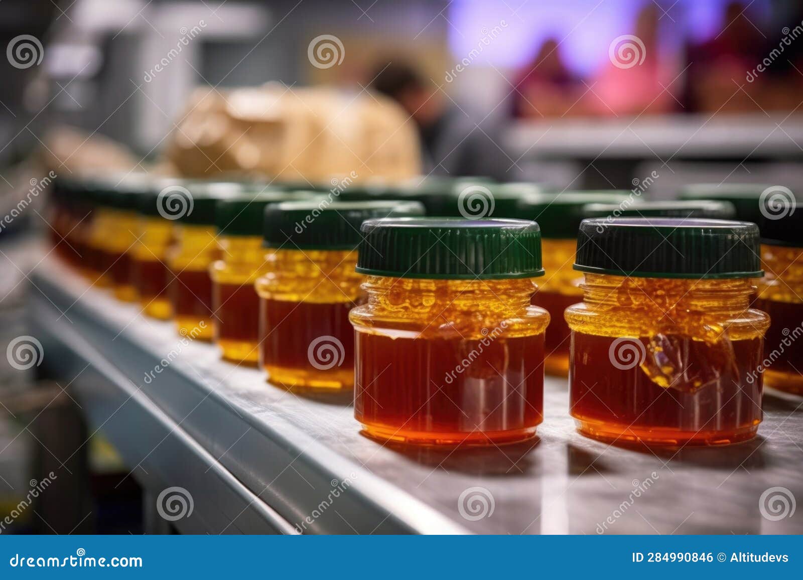 Close-up of Sealed Containers on Assembly Line Stock Illustration ...