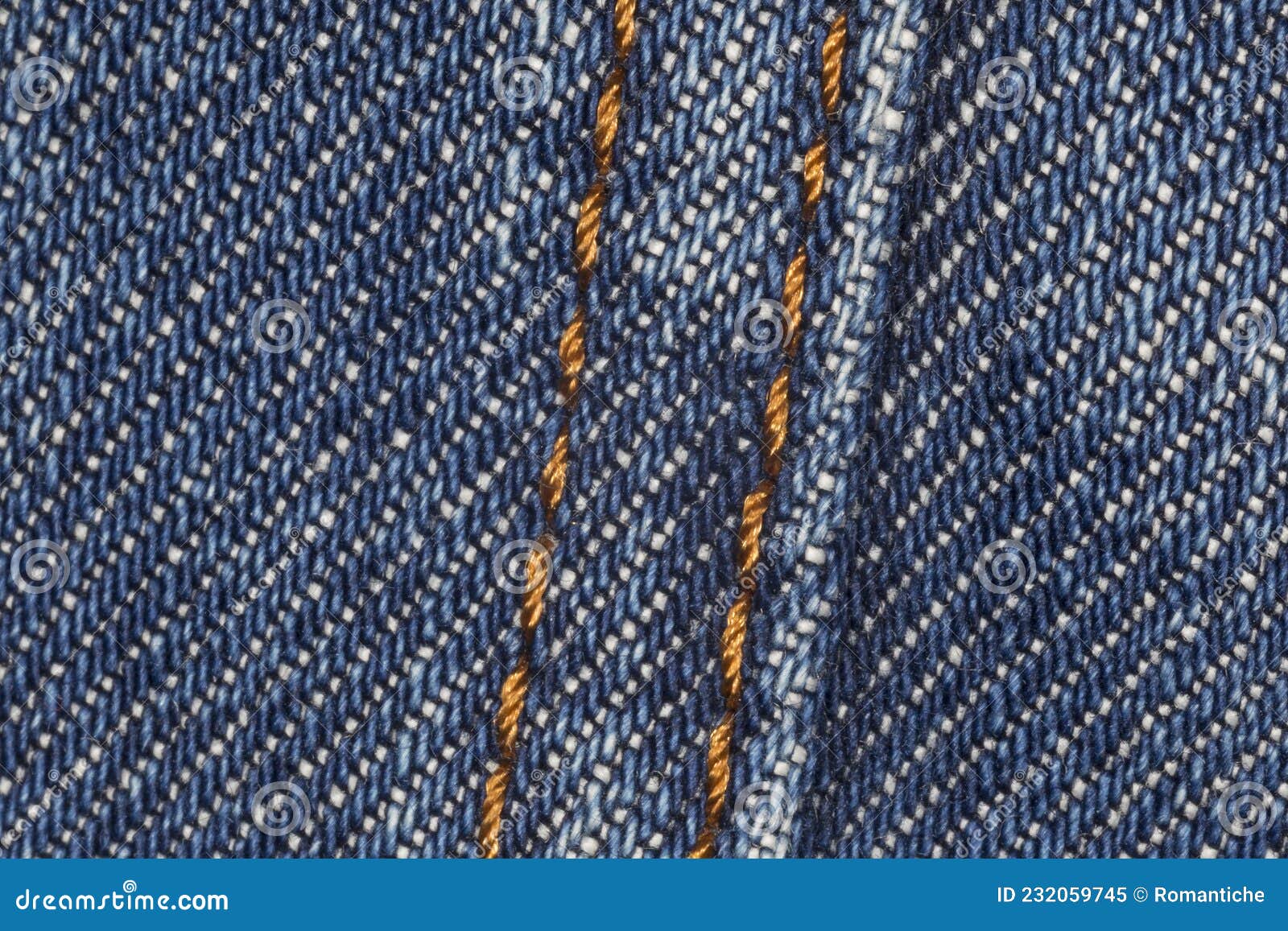 Close Up of Seam on Blue Denim Stock Image - Image of background ...
