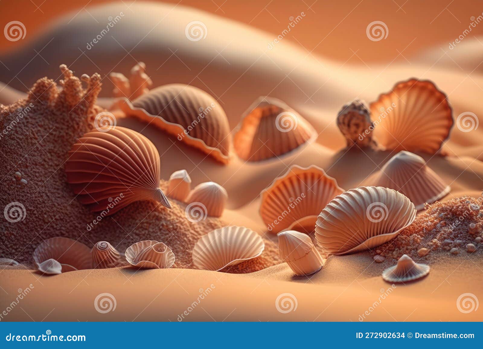 Close Up of Seashells in Sand, Created Using Generative Ai Technology ...
