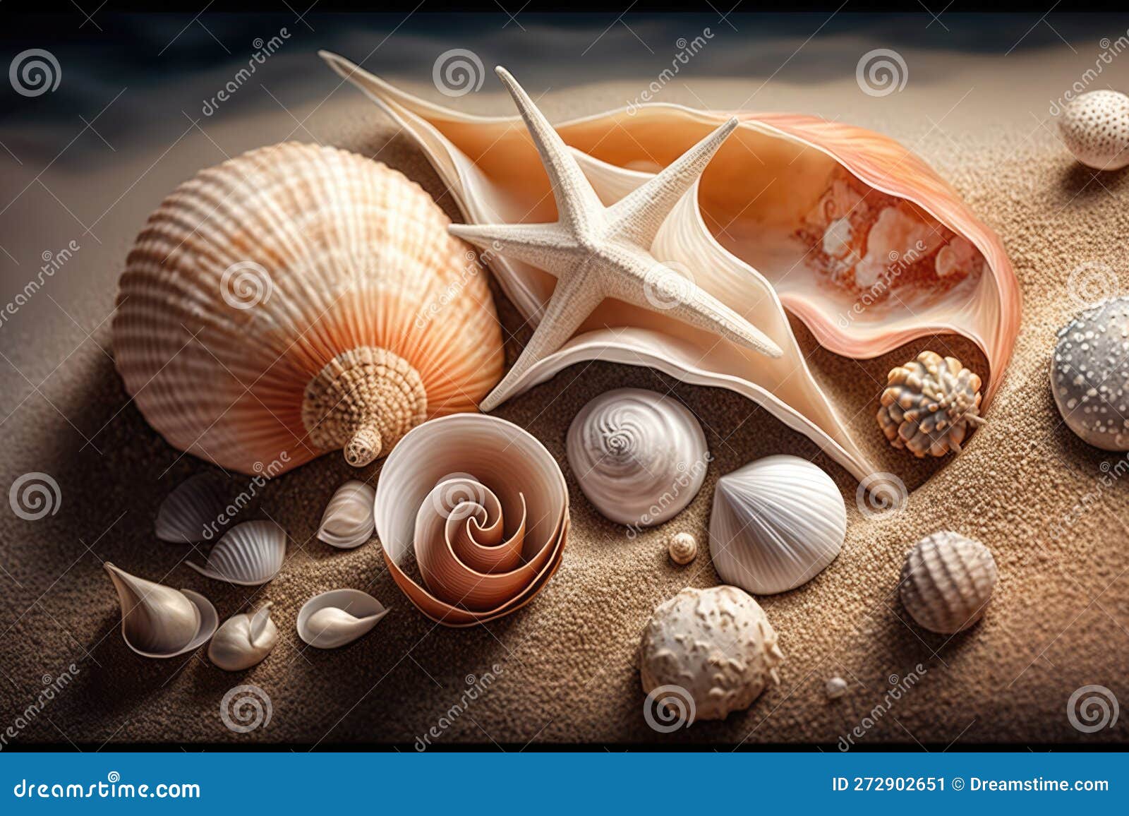 Close Up of Seashells in Sand, Created Using Generative Ai Technology ...