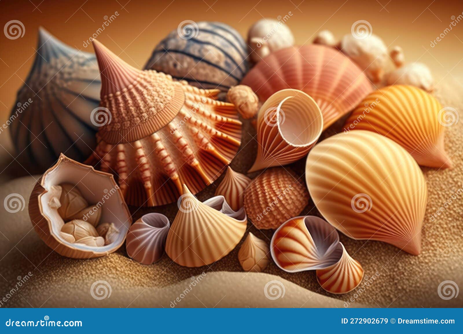 Close Up of Seashells in Sand, Created Using Generative Ai Technology ...