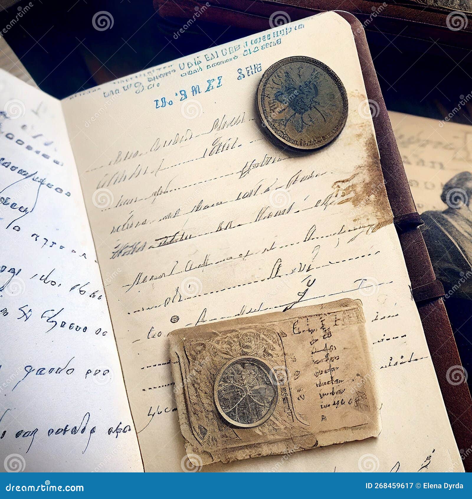 Close-up of a Secondhand Book, with a Bookmark, Handwritten Notes, and ...