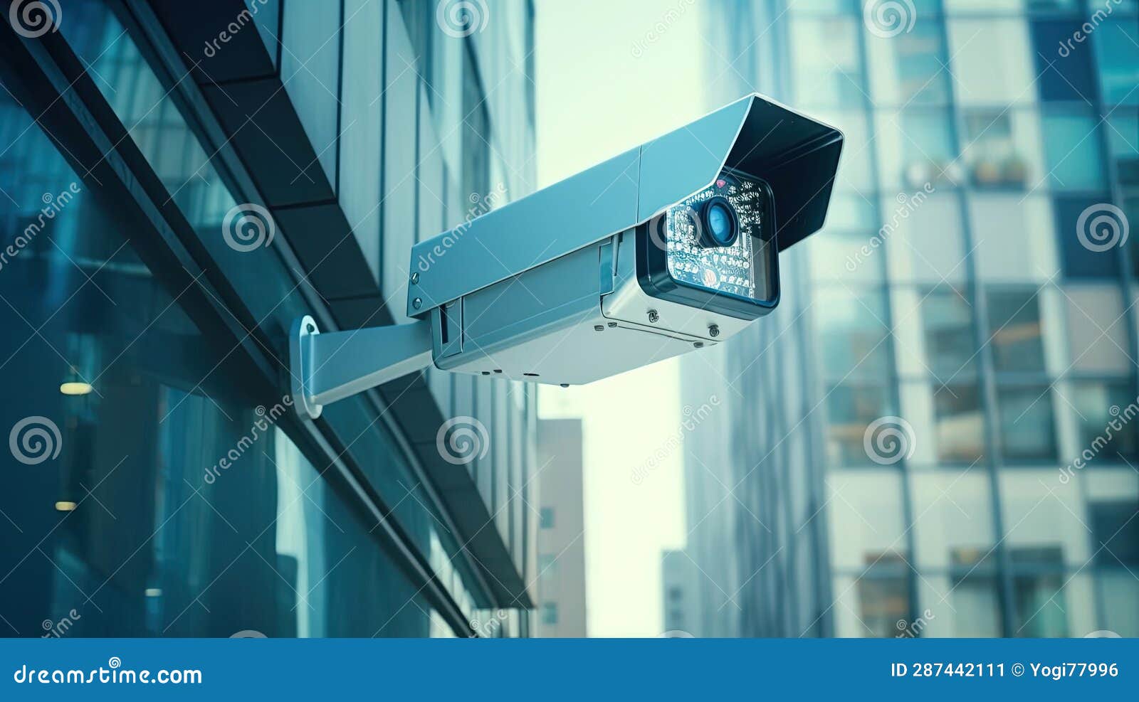 Close-up of a Security Camera in Front of an Office Building. Created ...