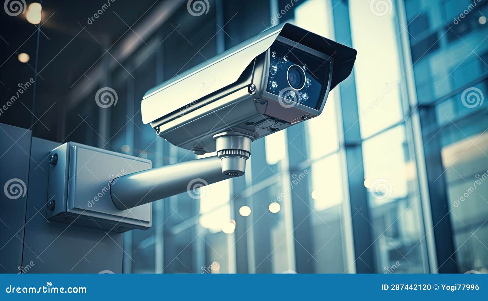 Close-up of a Security Camera in Front of an Office Building. Created ...