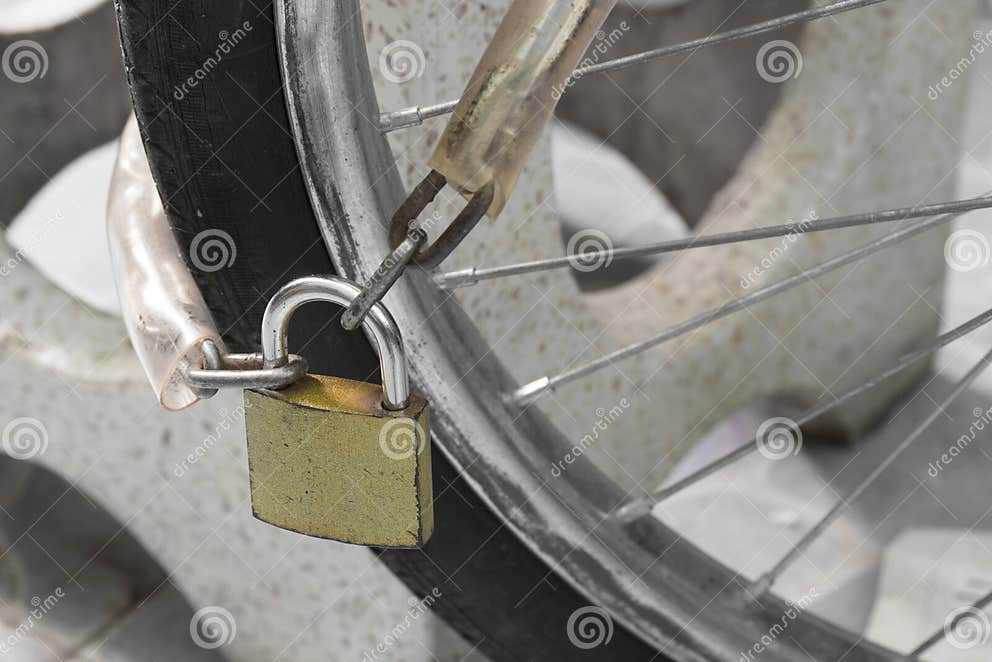 Close - Up of Security Lock Blocking the Bicycle Wheel Stock Image ...