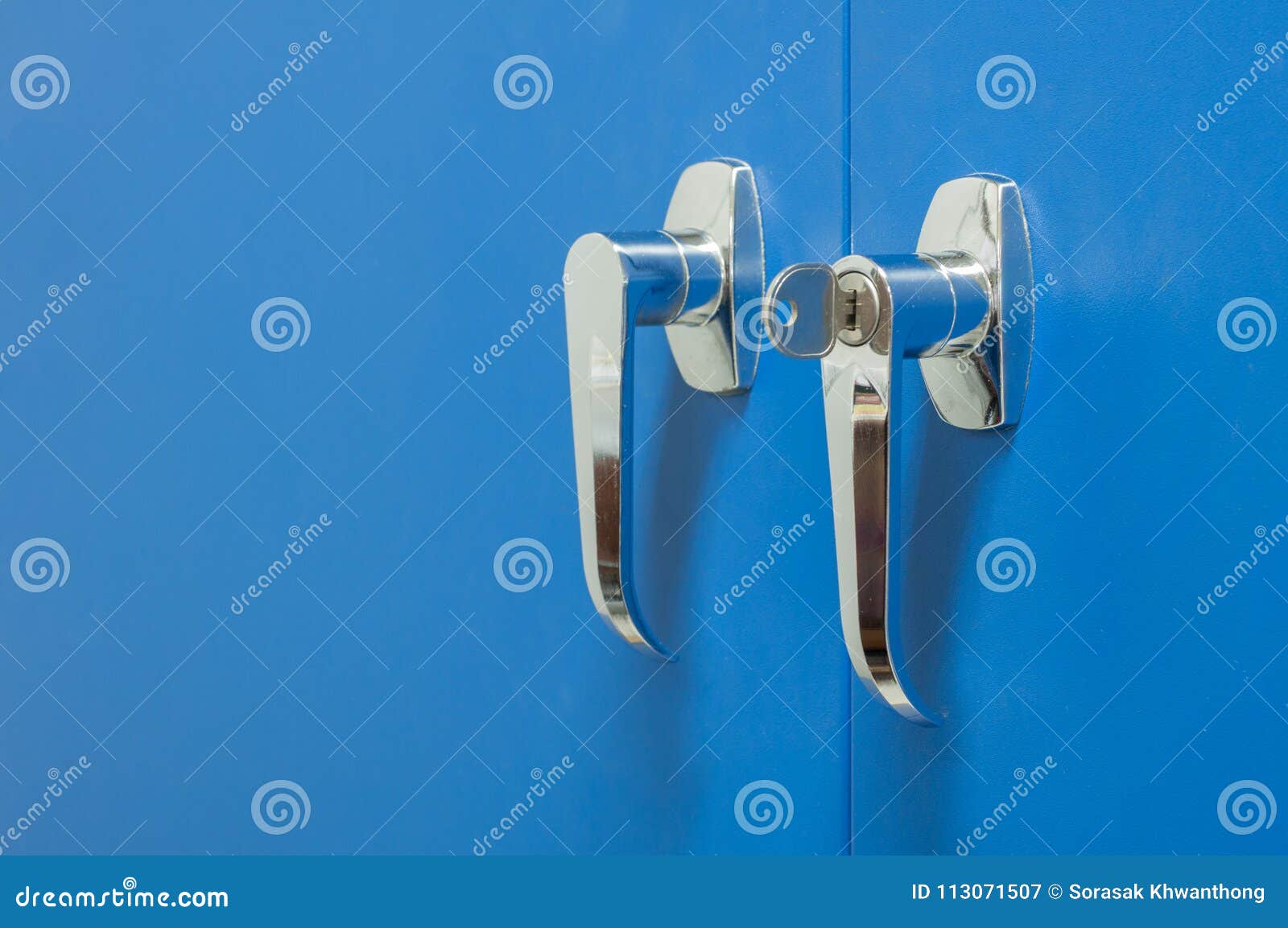 Close Up Security Lock of Blue Locker Stock Image - Image of open ...