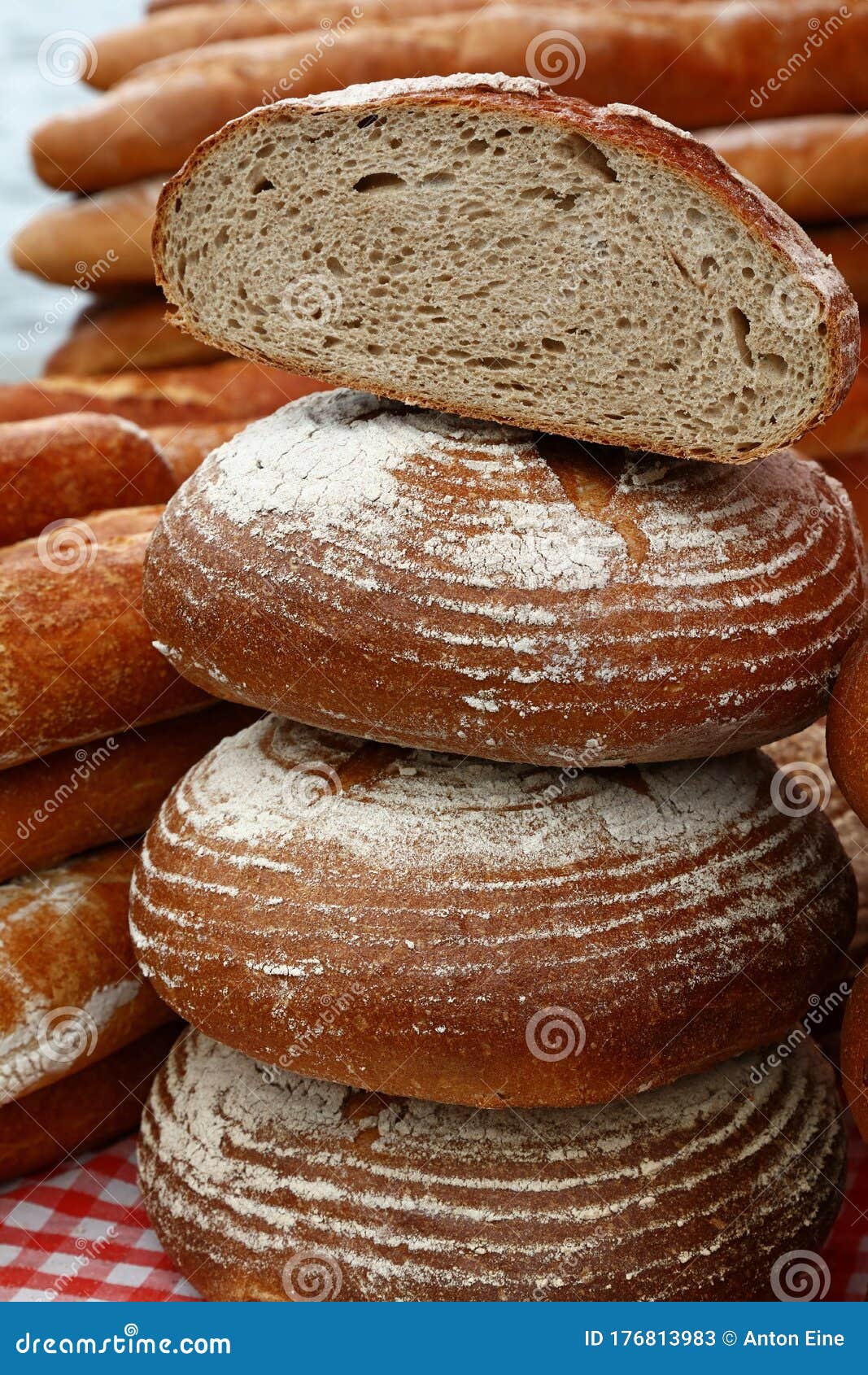 Assorted Fresh Bread Loaves on Retail Display Stock Image - Image of ...
