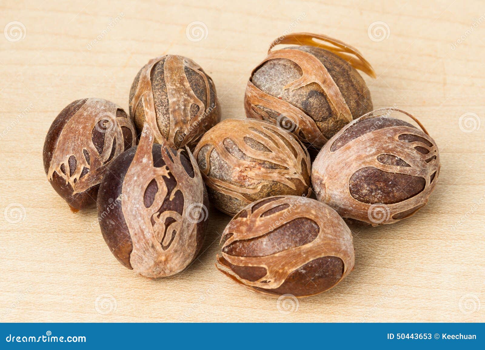Close Up and Selective Focus on the Dried Nut Meg at Foreground Stock ...