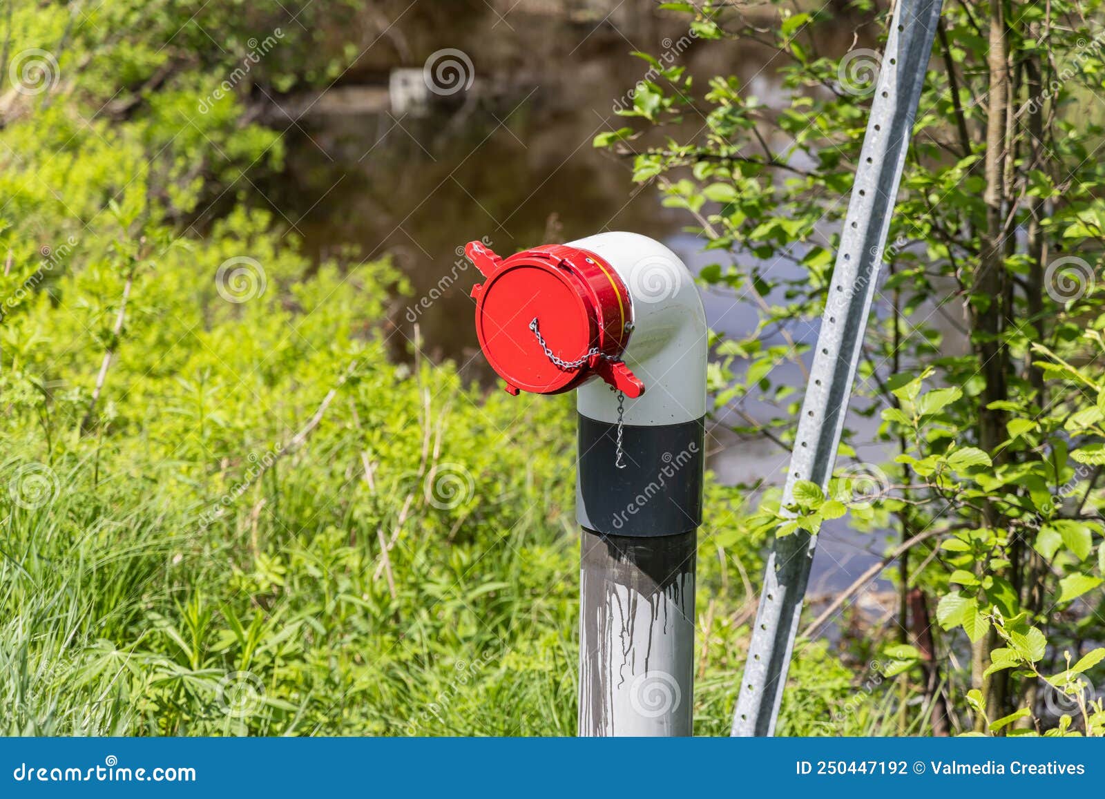 Closeup of a Dry Fire Hydrant by River Stock Photo - Image of coupling ...