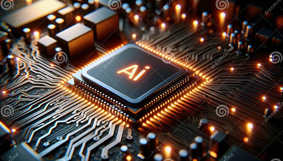 Close Up Semiconductor Chips and Circuit Boards for AI Computer ...