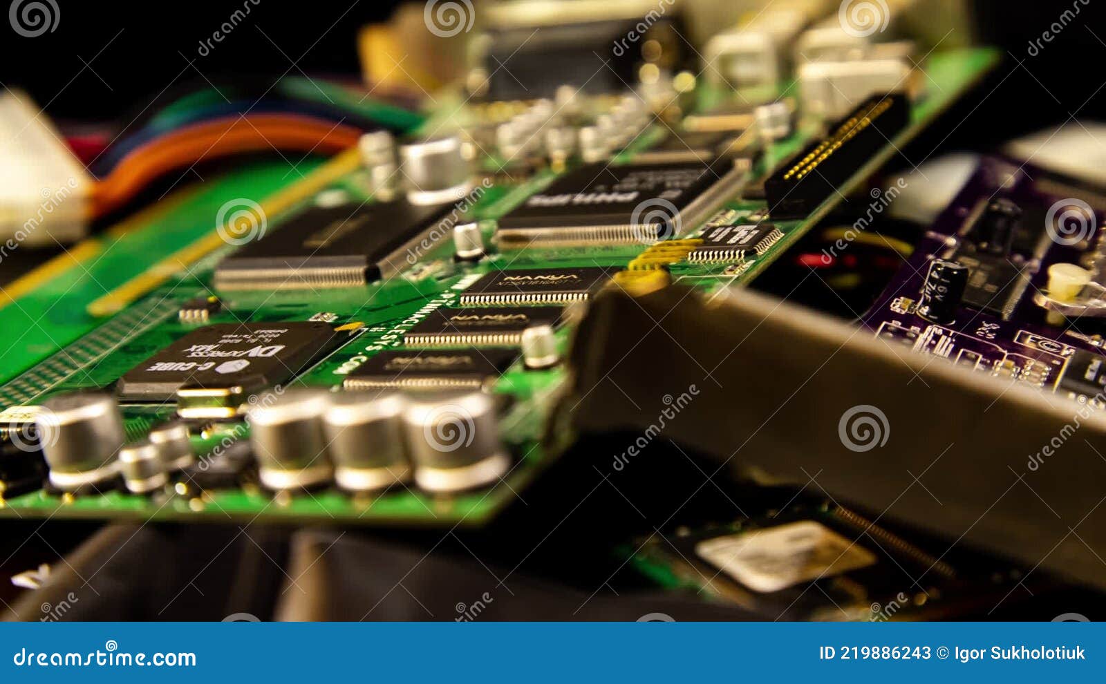 Close-up. Semiconductor Electronic Board Structure. Graphic Card. GPU ...