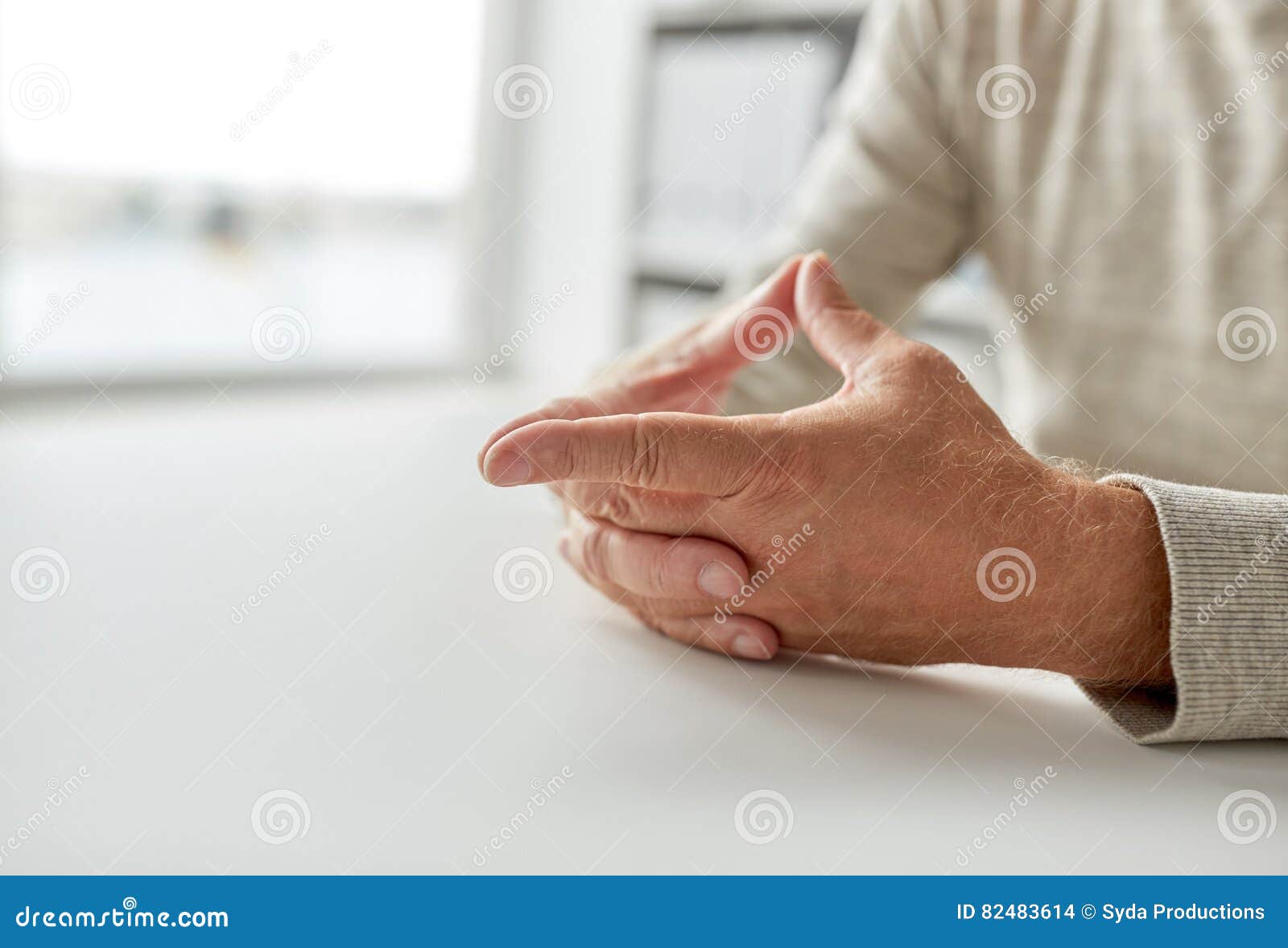Close Up of Senior Man Hands on Table Stock Photo - Image of elderly ...