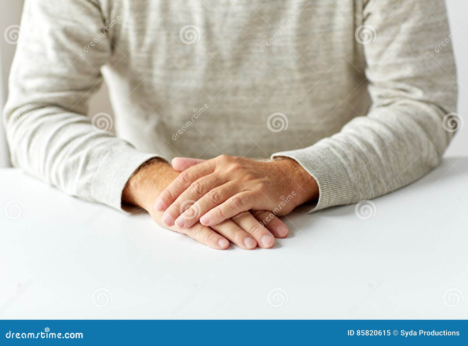 Close Up of Senior Man Hands on Table Stock Image - Image of aging ...