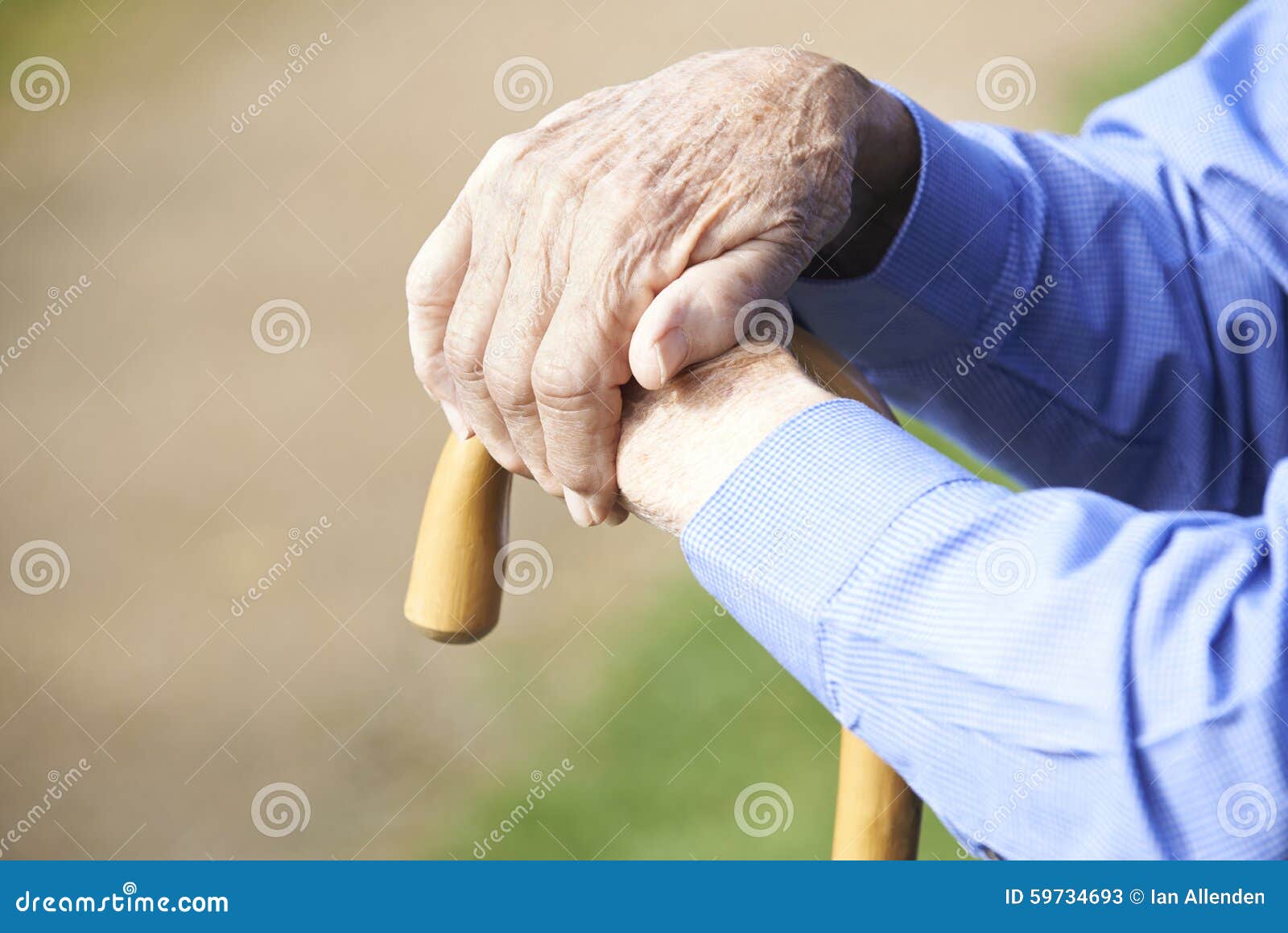 Close Up of Senior Man S Hands Resting on Walking Stick Stock Image ...