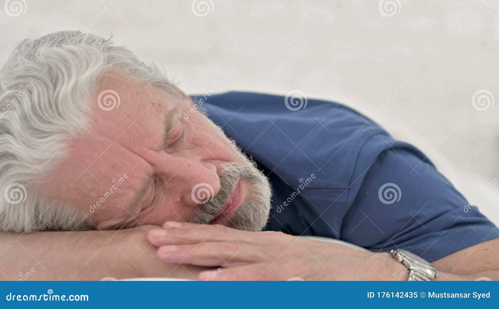 Close Up of Senior Old Man Sleeping in Bed Stock Image - Image of ...