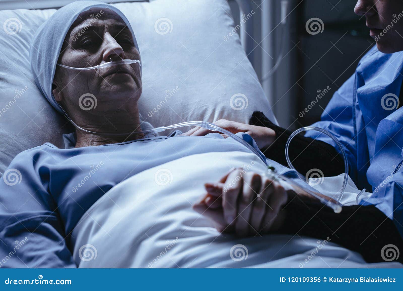 Close-up of Senior Woman with Headscarf after Chemotherapy and H Stock ... Close-up of Senior Woman with Headscarf after Chemotherapy and H Stock ...