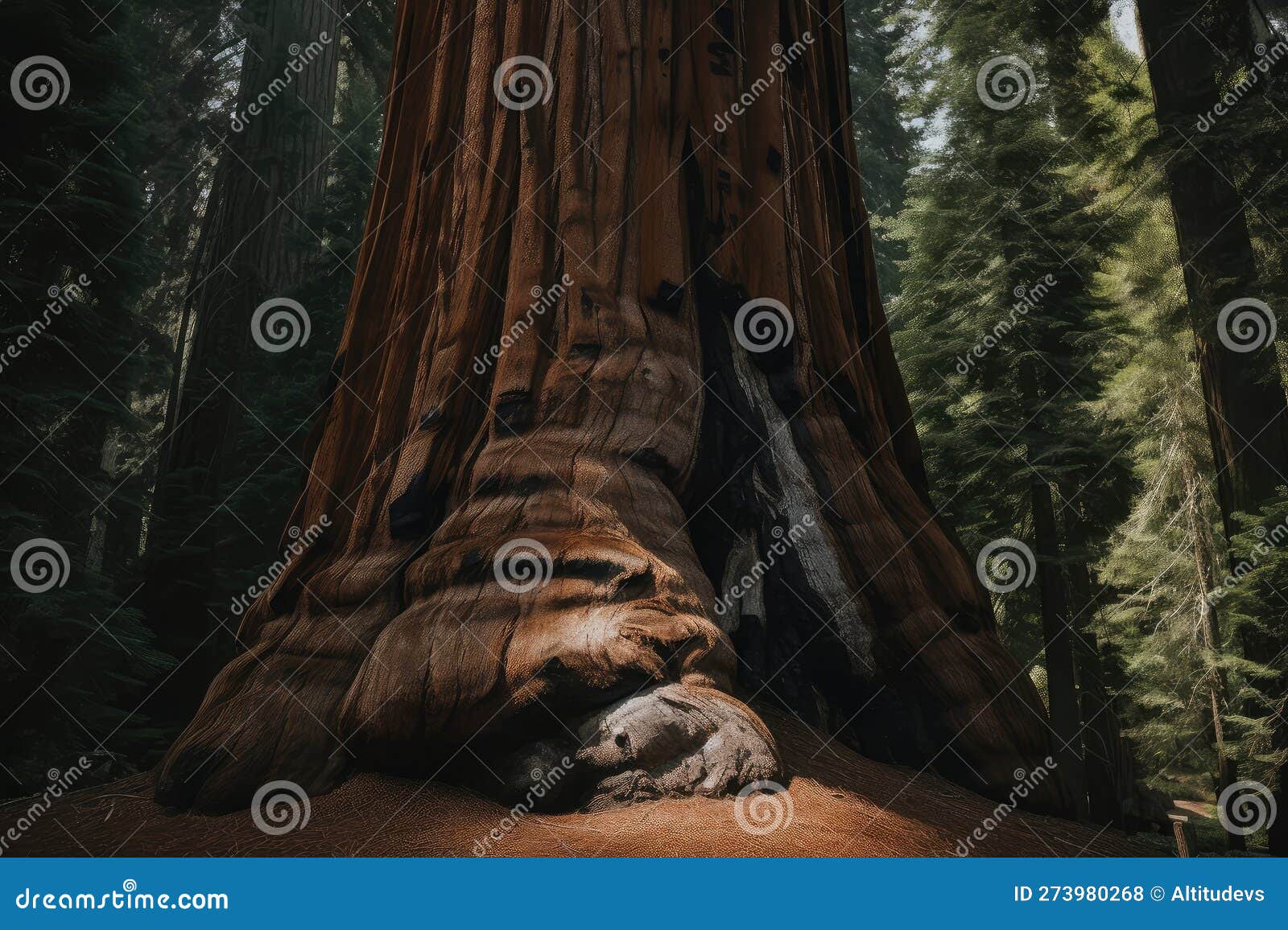 Close-up of a Sequoia Tree, with Its Massive Trunk and Towering Height ...