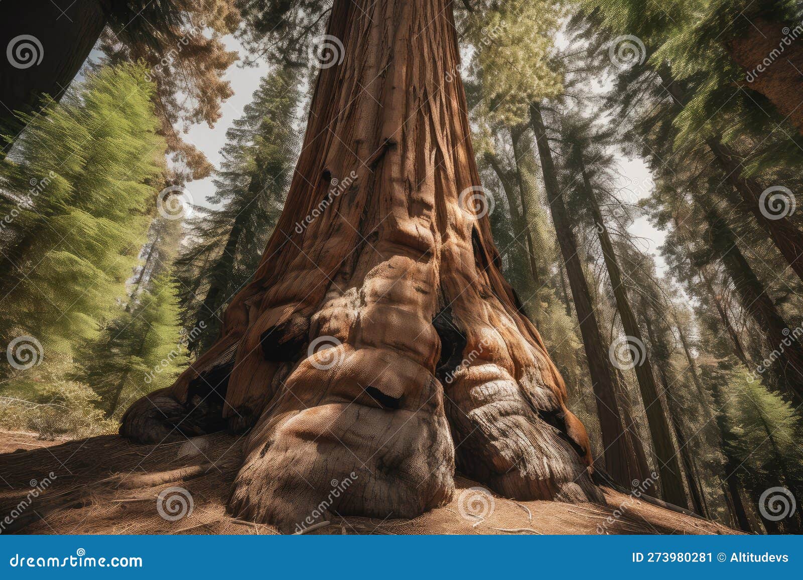 Close-up of a Sequoia Tree, with Its Massive Trunk and Towering Height ...