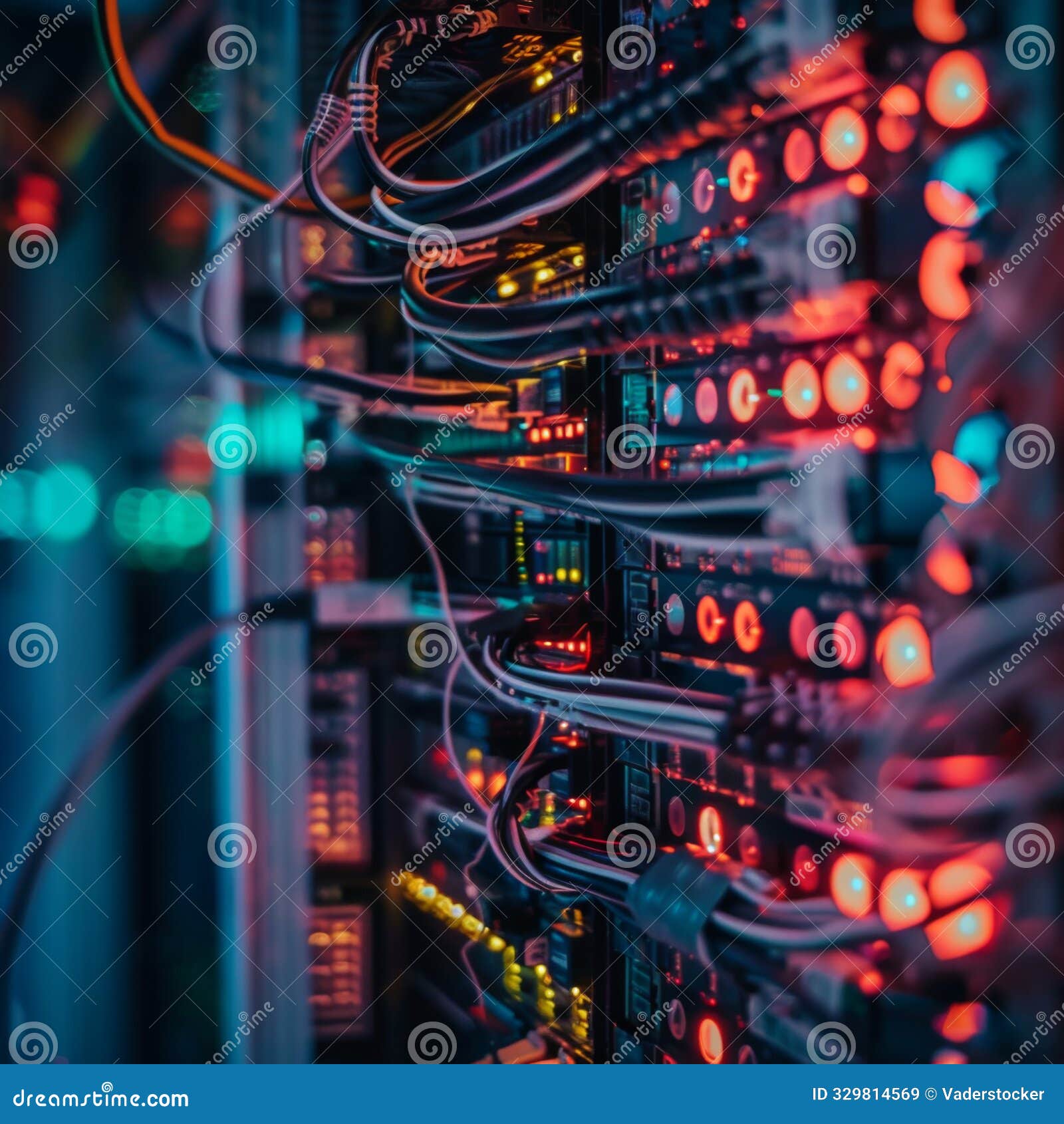A Close-up of a Server Rack with Cables and Lights Stock Illustration ... A Close-up of a Server Rack with Cables and Lights Stock Illustration ...