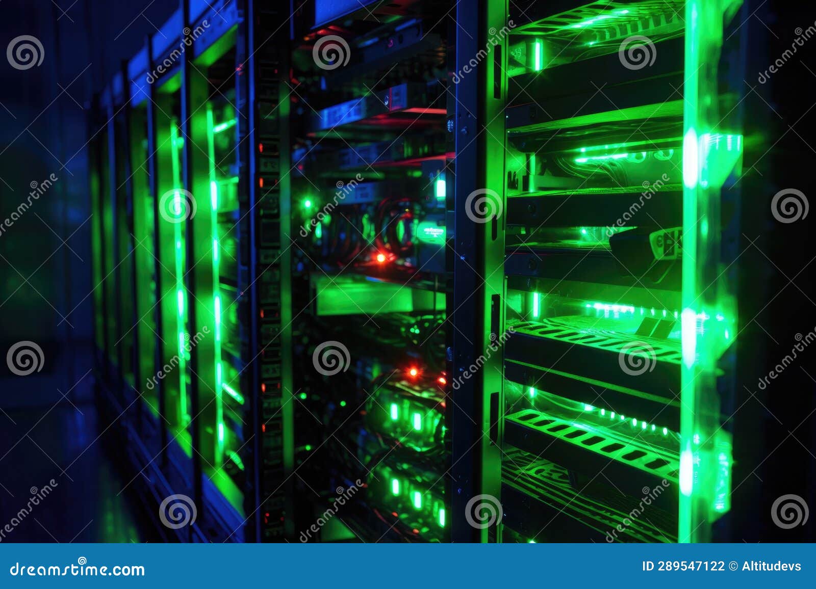 Close-up of a Server Rack with Glowing Led Lights Stock Photo - Image ...