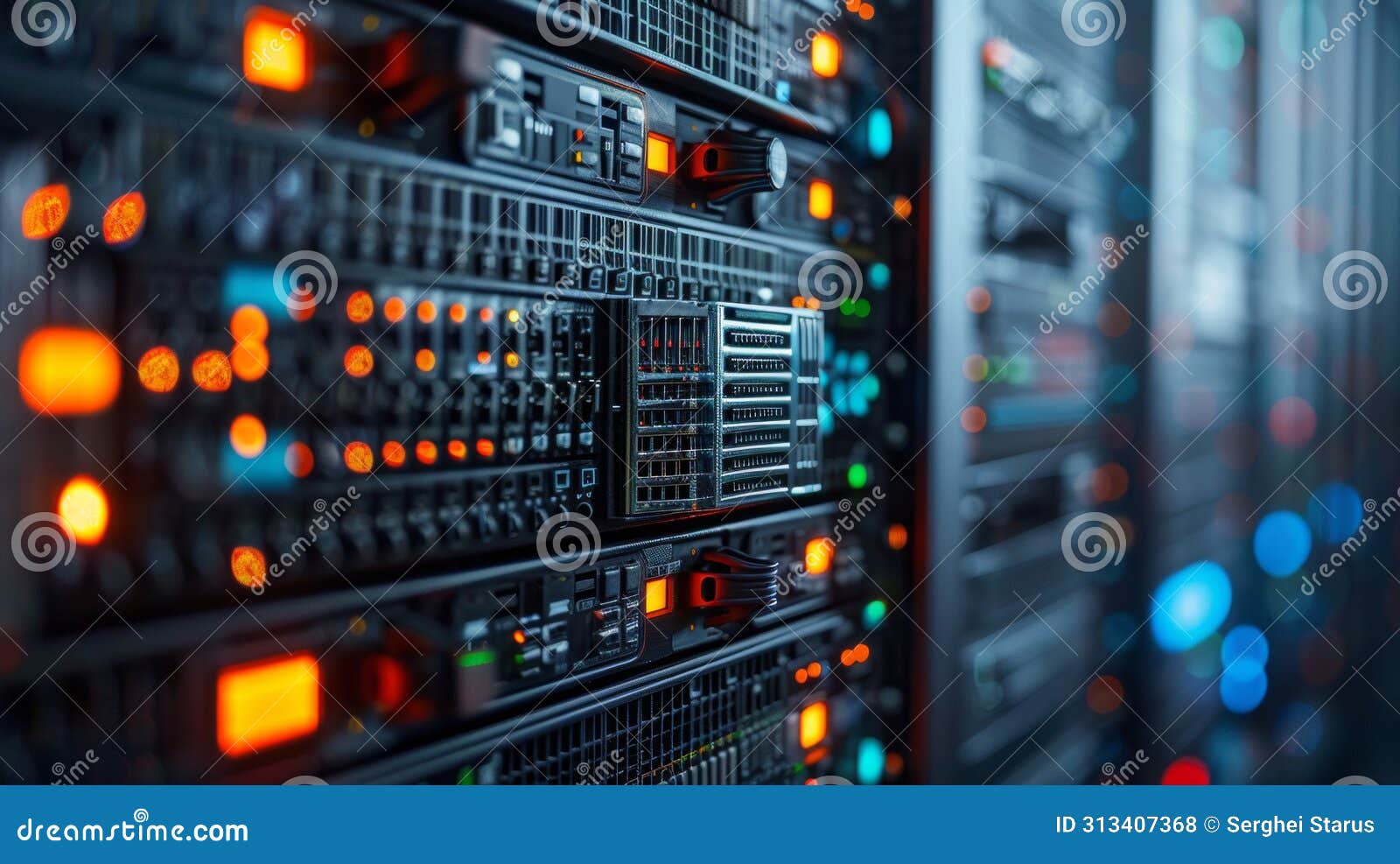 A Close Up of a Server Rack with Lights and Buttons, AI Stock Photo ...