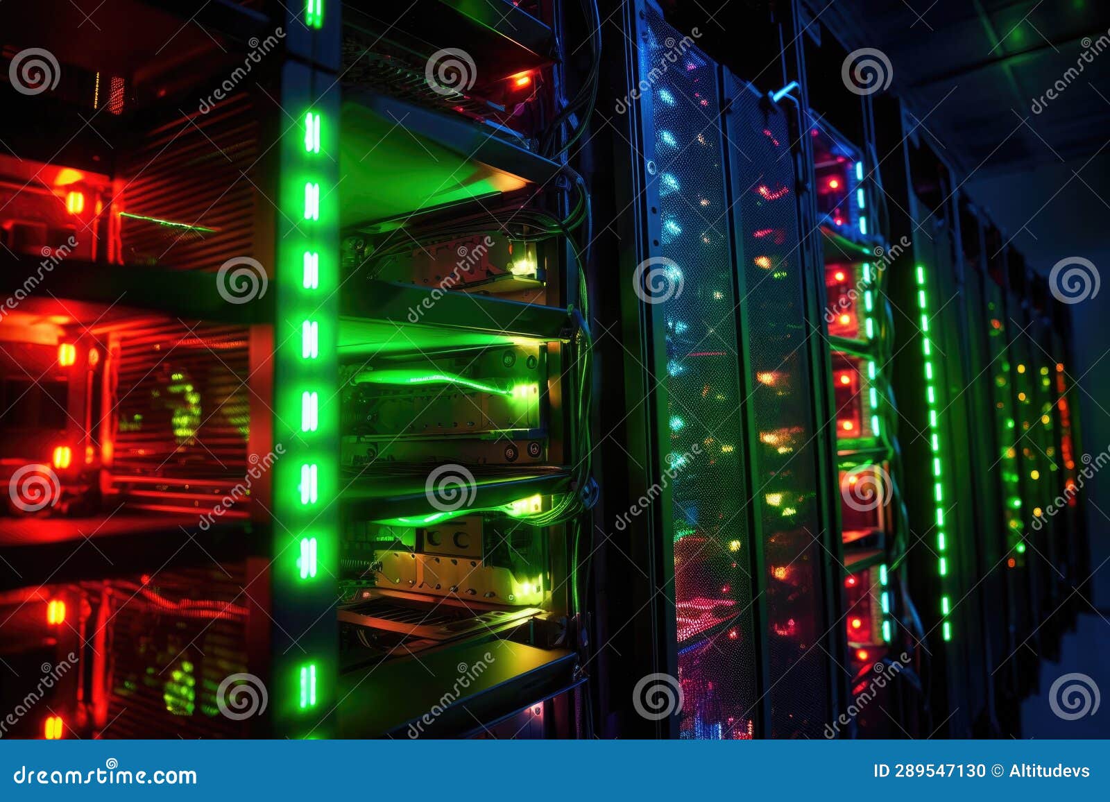 Close-up of Server Racks with Glowing Led Lights Stock Photo - Image of ...