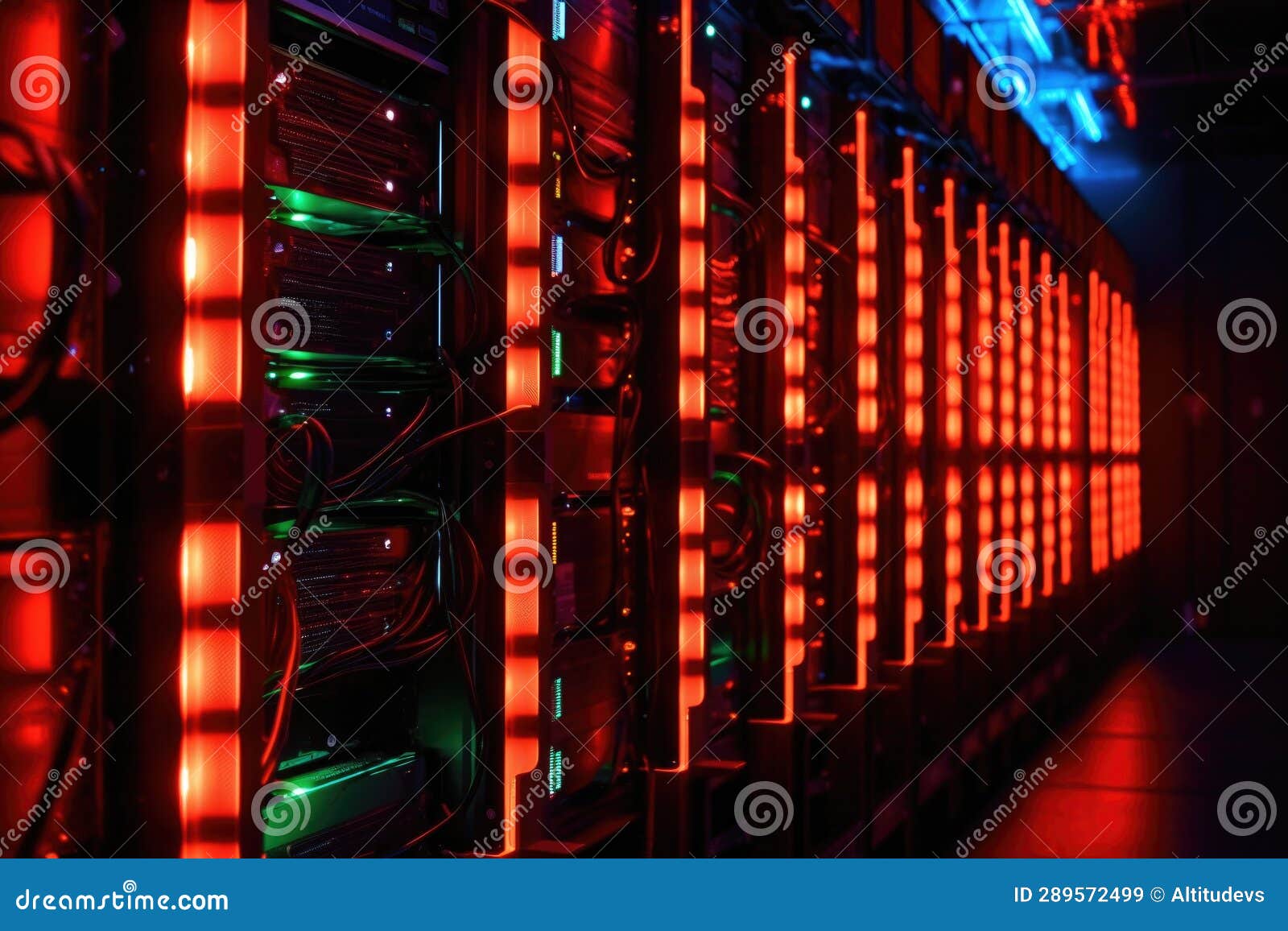 Close-up of Server Racks with Glowing Led Lights Stock Image - Image of ...