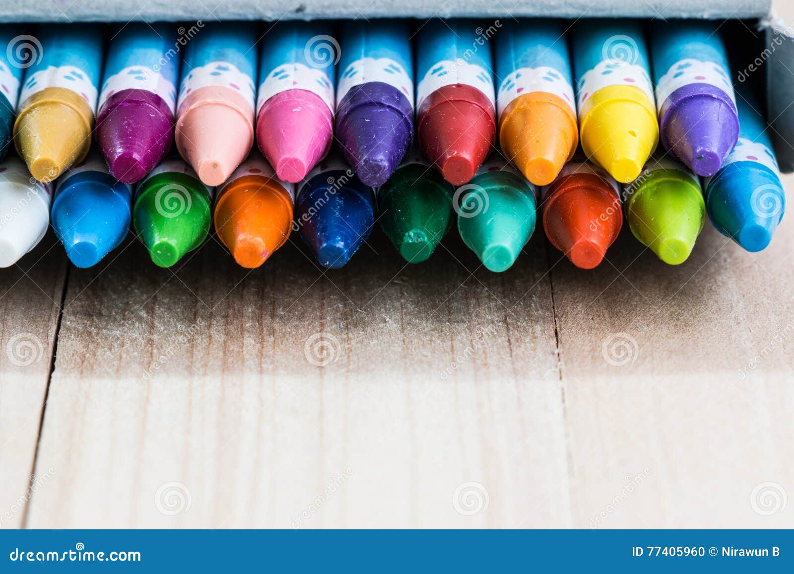 Close Up Set of Crayon in the Box Stock Photo - Image of instrument ...
