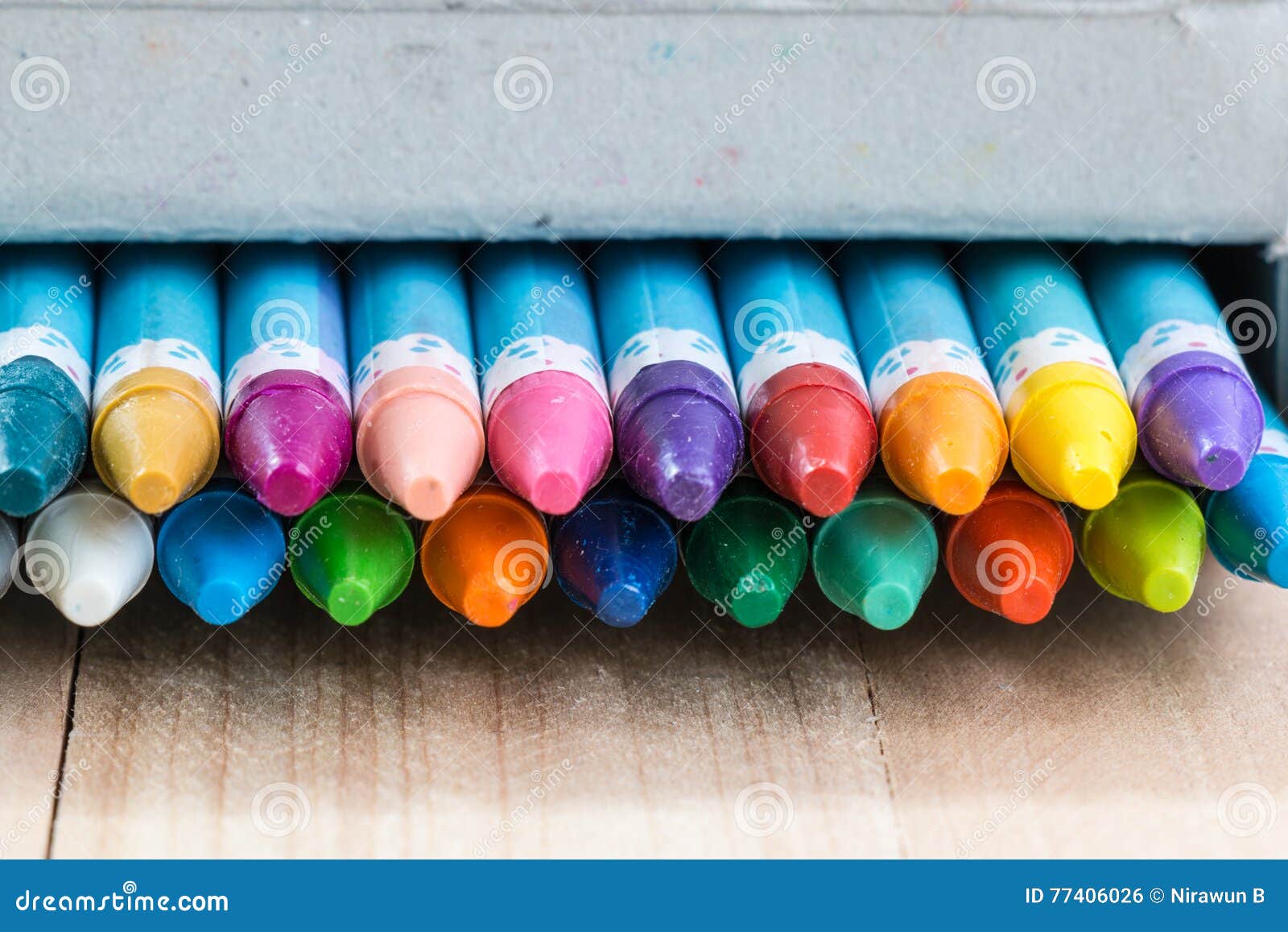 Close Up Set of Crayon in the Box Stock Photo - Image of creativity ...