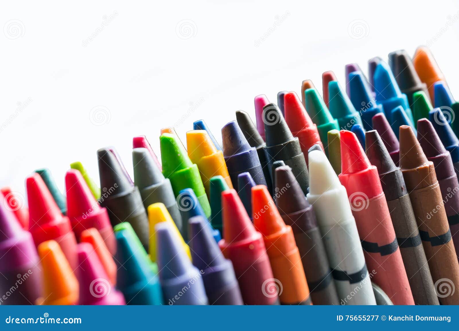 Close Up Set of Crayons. stock image. Image of school - 75655277