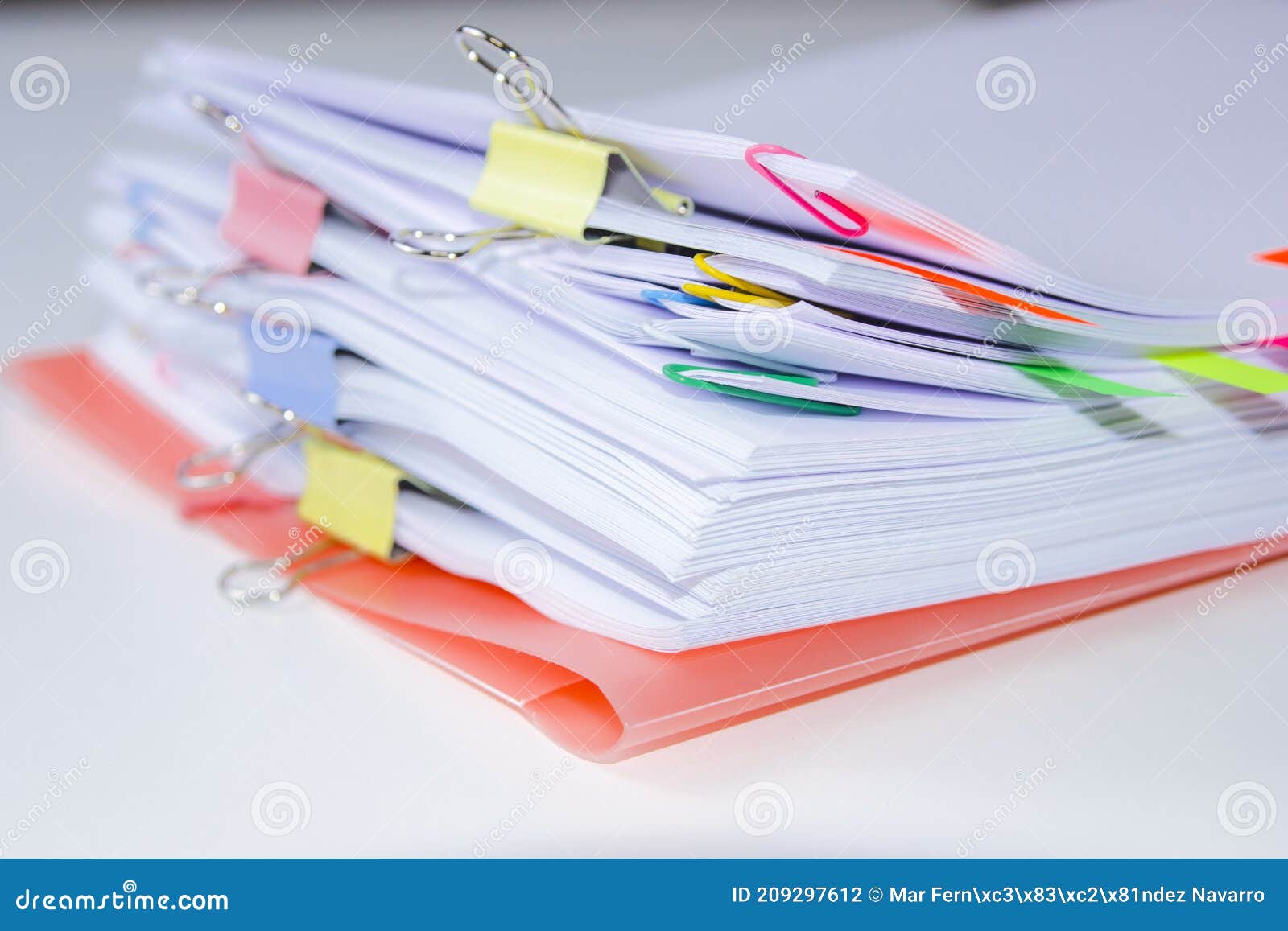 Close-up of a Set of Sheets Attached by Clips and Clamps. Horizontal ...