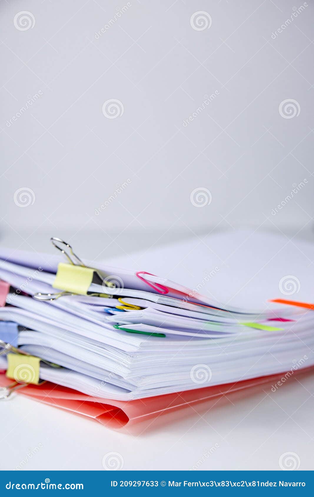 Close-up of a Set of Sheets Attached by Clips and Clamps. Vertical ...