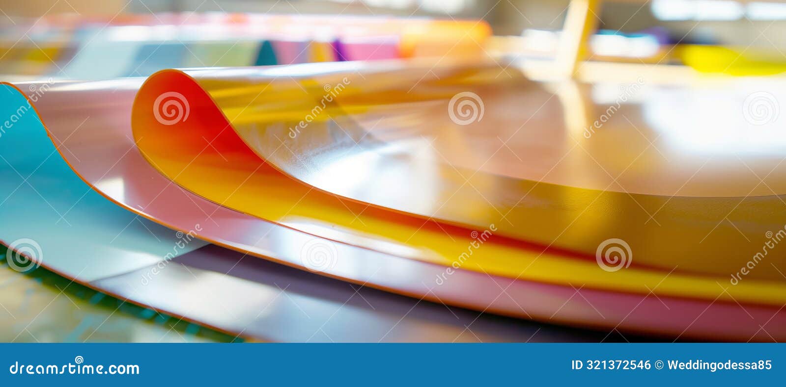 Close-up of Several Folded Sheets of Thick Laminated Film or Soft ...