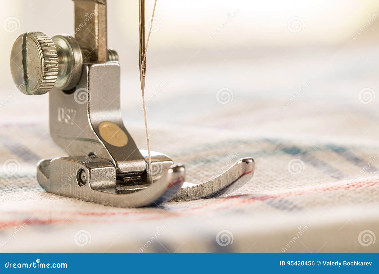 Close-up of Sewing Machine and Fabric Stock Photo - Image of detail ...