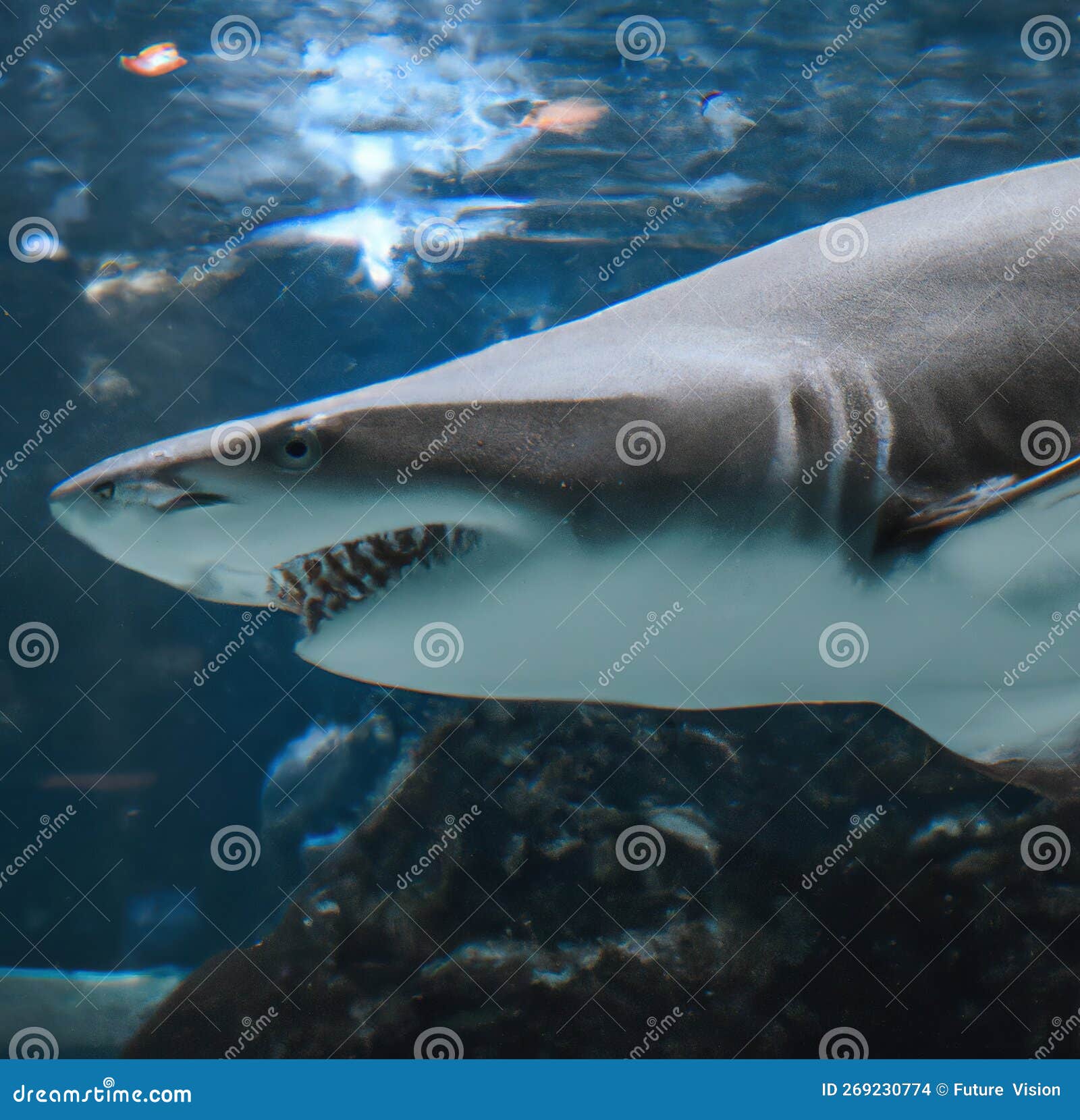 Close Up of Shark in Water Created Using Generative Ai Technology Stock ...