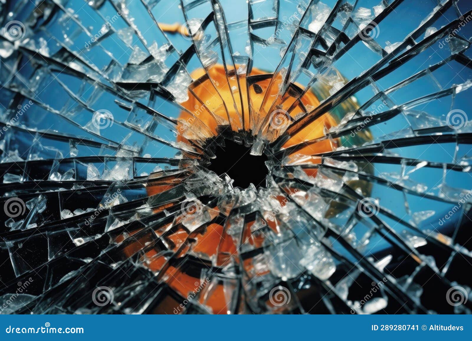Close-up of Shattered Car Windshield after Crash Test Stock Image ...