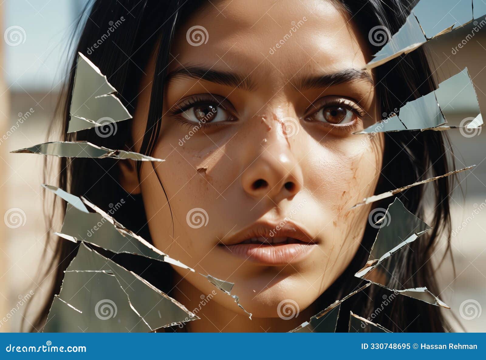 A Close-up of a Shattered Glass or Mirror Surface Stock Illustration ...