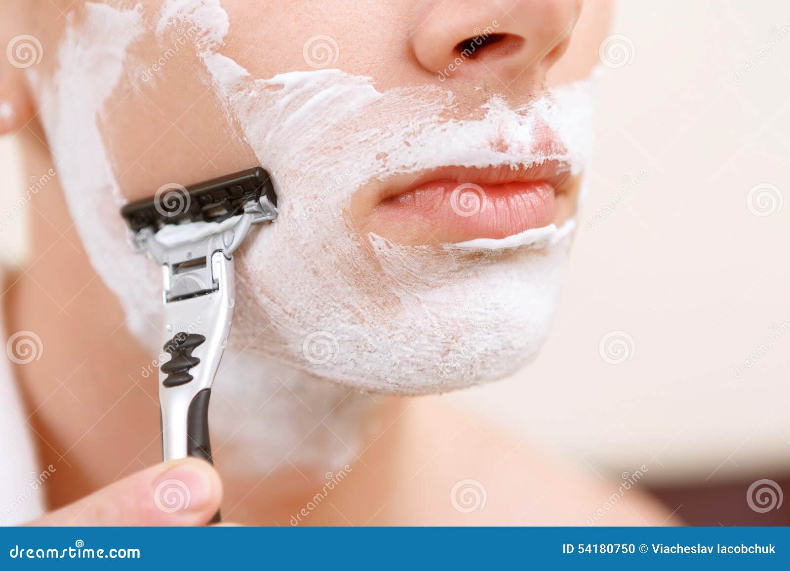 Close up of shaving man stock photo. Image of confident - 54180750