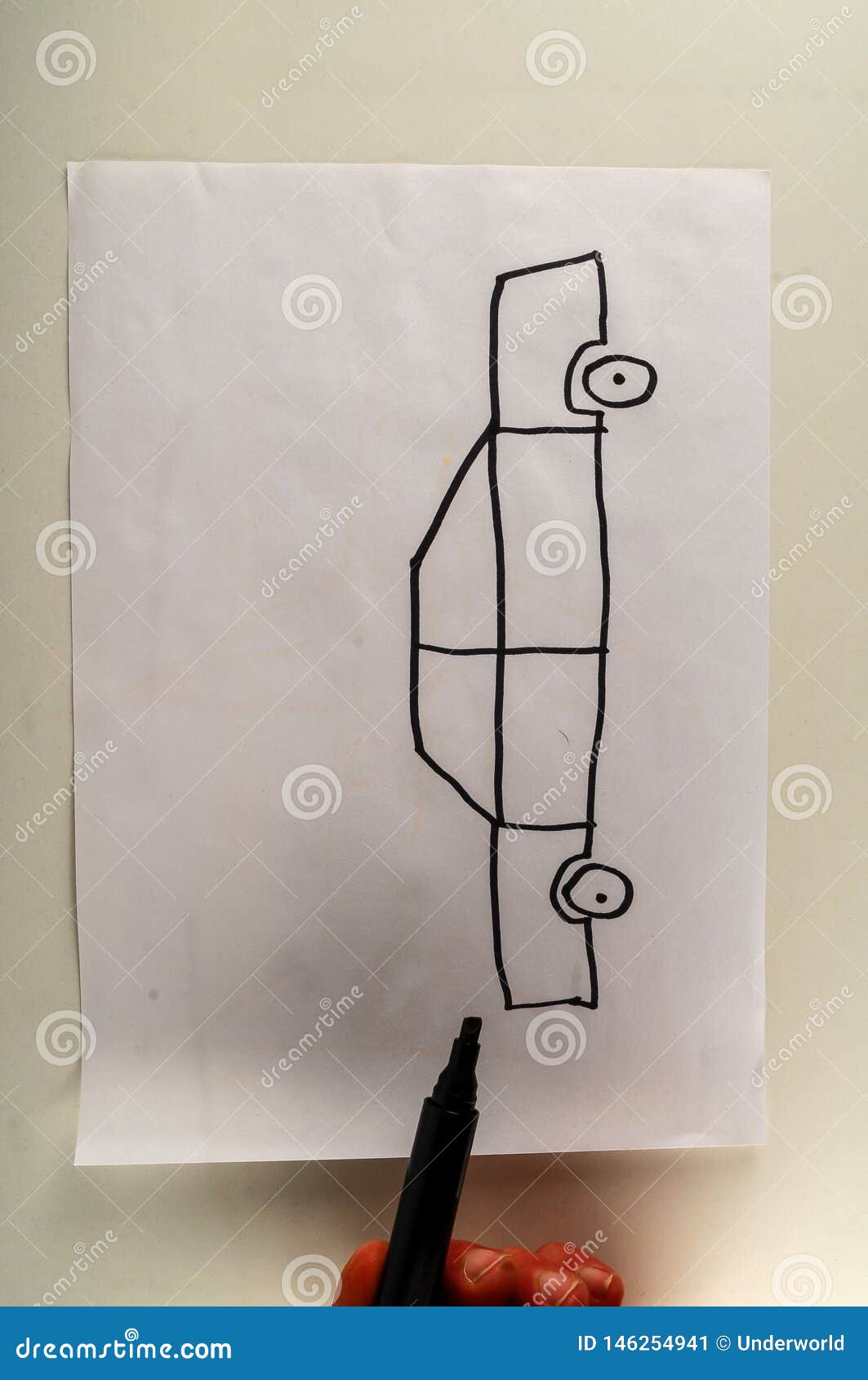 Close-up of Sheet with Drawing Car Stock Image - Image of isolated ...