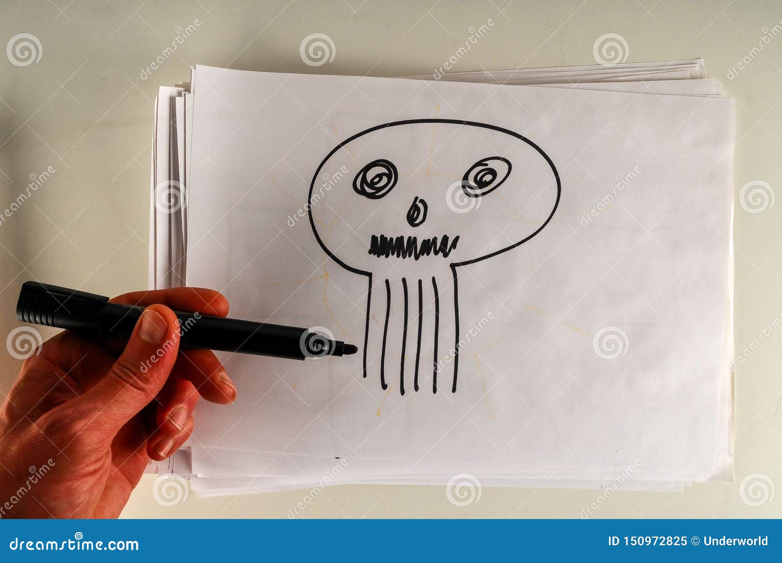 Close-up of Sheet with Drawing Stock Image - Image of horizontal ...