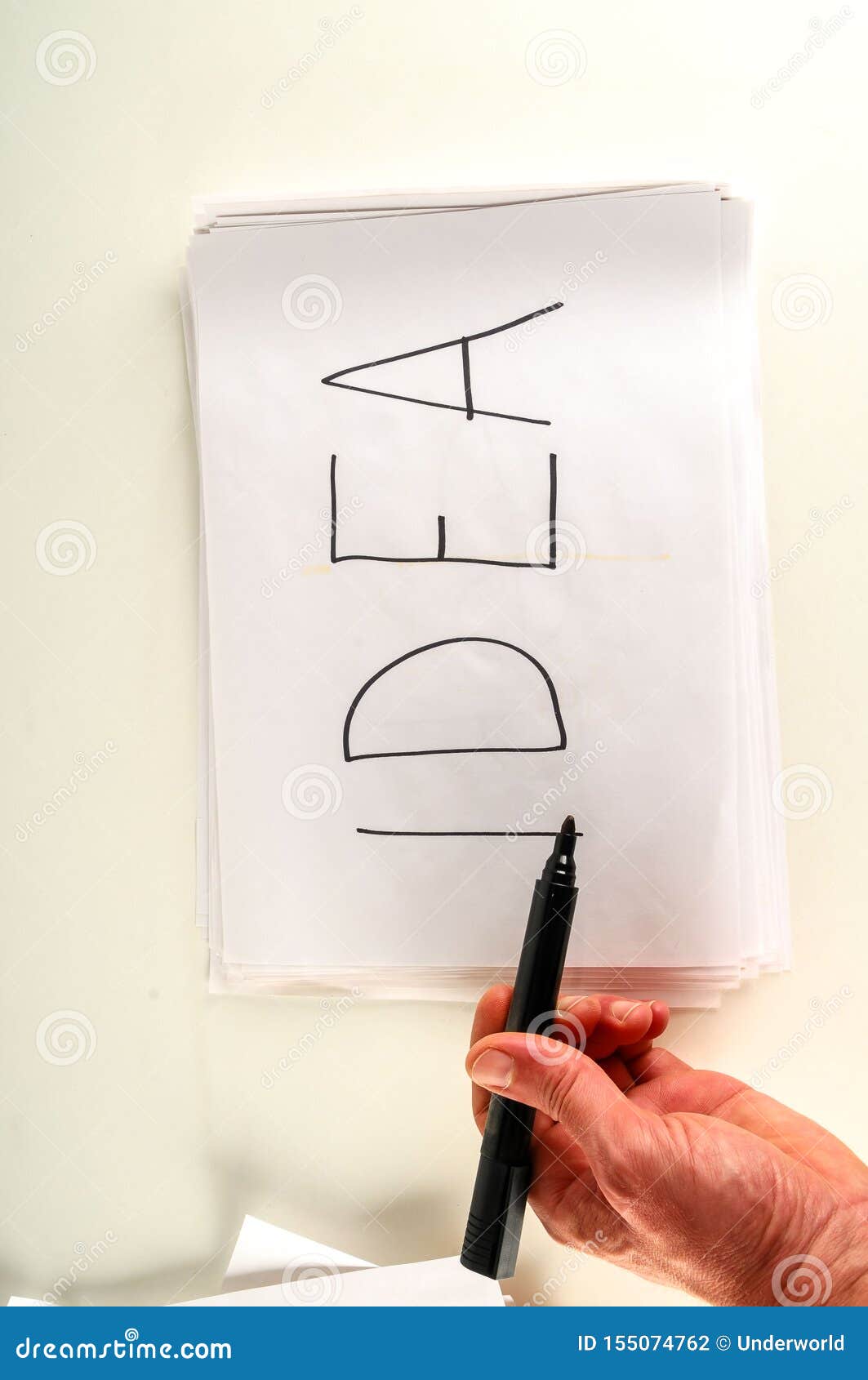 Close-up of Sheet with Drawing Idea Stock Photo - Image of modern ...