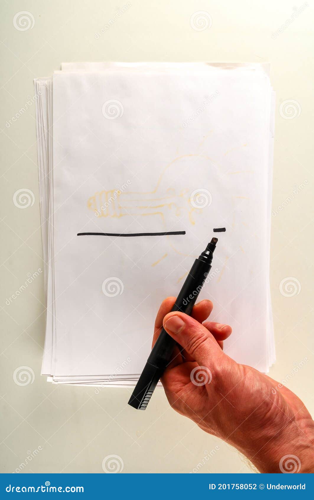 Close-up of Sheet with Drawing Idea Stock Photo - Image of background ...